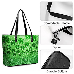 Womens Handbag Irish Shamrock Clovers Leather Tote Bag Top Handle Satchel Bags For Lady