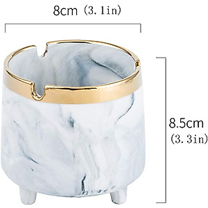 Ashtray 1 Pack White Marble Ceramic Ashtray Decorative Ashtray Home Easy Clean Decorative Ash Rack Indoor Outdoor Patio Cigarette Ashtray Ash Tray