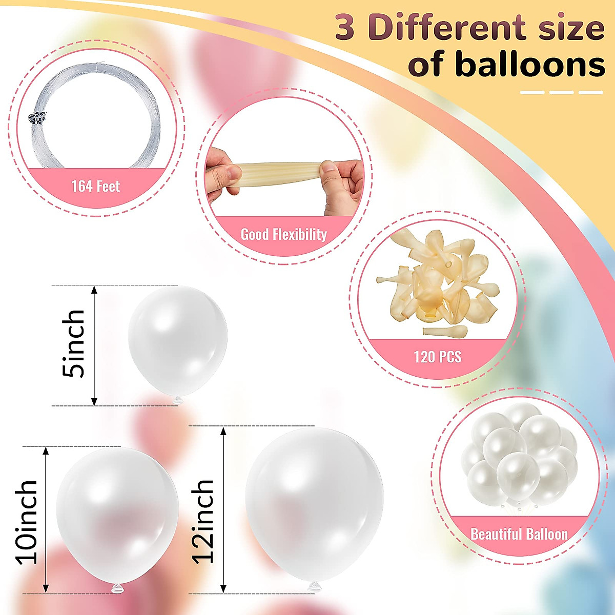 Bubble Clear Balloon 120 Pieces Transparent Round Latex Balloon DIY Balloons Strand Kit Party Decorations for Birthday Party Favor Wedding Engagement Graduation Art(5 Inch, 10 Inch, 12 Inch)