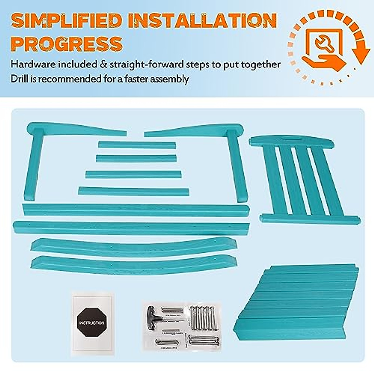 MUPATER HDPE Rocking Chairs Set of 2, High Back Smooth Rocking Chairs with 350 lbs Weight Capacity, for Backyard, Fire Pit, Lawn, Garden and Indoor, Blue