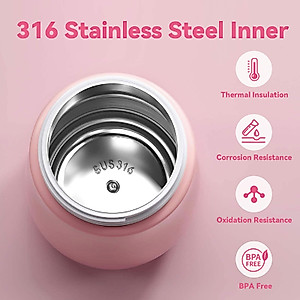 NCVI Weighted Straw Sippy Cup Spill Proof Stainless Steel, Kids Toddler Thermal Cup with Removable Handle and Replacement Head Straw Perfect for 2 Years Old, 10oz (Pink Bunny)