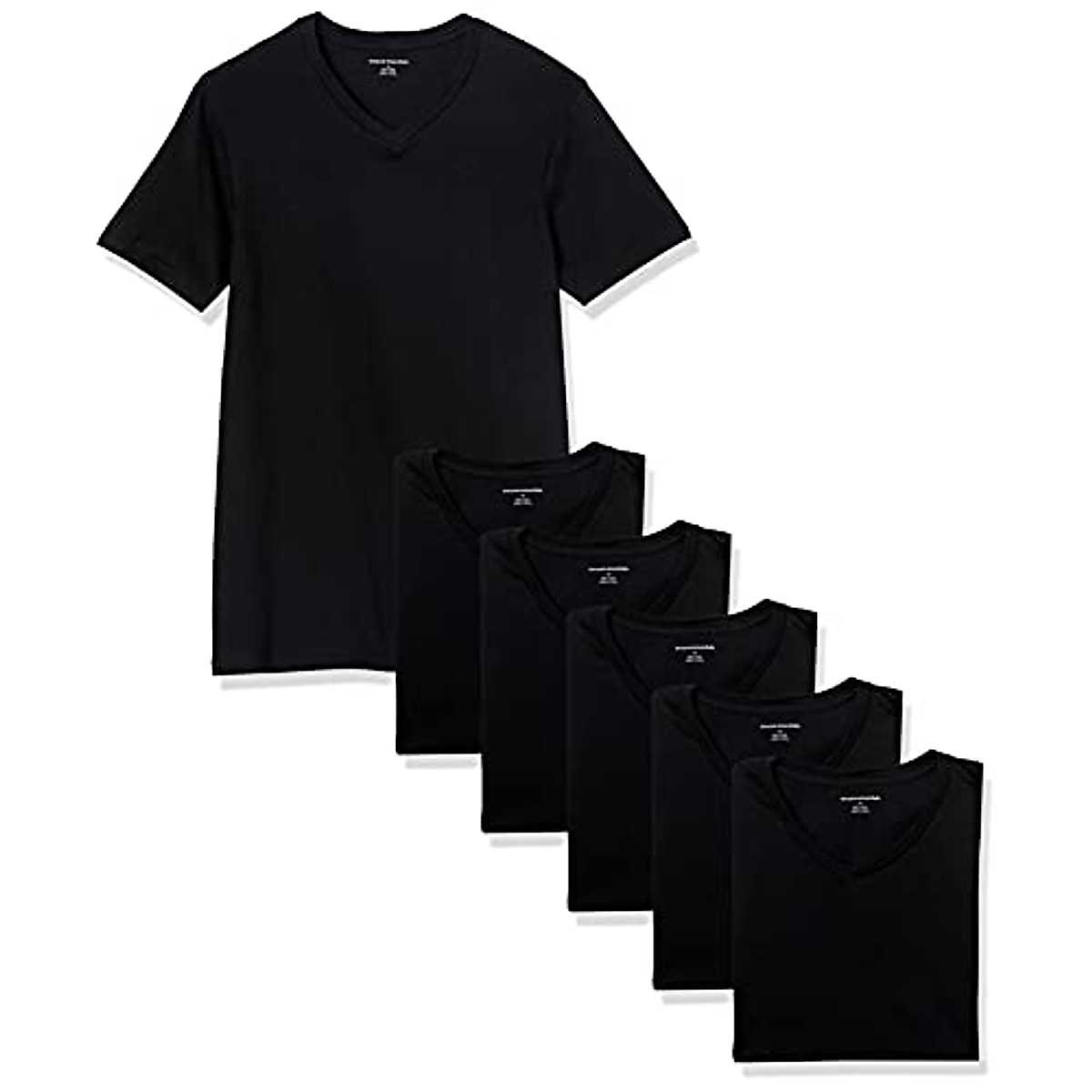 Amazon Essentials Men's V-Neck Undershirt, Pack of 6, Black, X-Small
