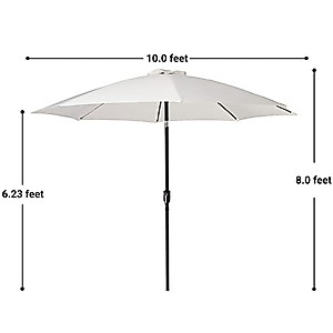 SUNNYARD Umbrella 10' Round Aluminum Pole Fiberglass Rib Market Patio Umbrella (White)
