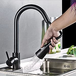 Klabb HB-3 Kitchen Faucet Sprayer Head Replacement - Pull Down Faucet Spray Head, Pull Out Faucet Sprayer Nozzle, 3 Function Kitchen Tap Spray Spout Part, Only For G1/2 Connector, Matte Black
