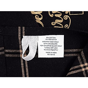 KAF Home Pantry Holiday Black Gold Christmas Tree Words Kitchen Dish Towel Set of 4, Cotton Rich, 18 x 28-inch