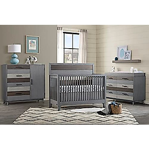 Soho Baby 48011570 Cascade Premium 4-in-1 Convertible Crib, Flat-Top Headboard, Wire Brush Multi-Tone Gray Finish, GreenGuard Gold Certified