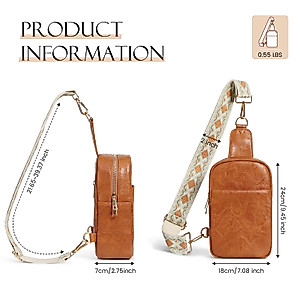 MoKo Vegan Leather Sling Bag - Small Trendy Casual Adjustable Detachable Shoulder Strap Crossbody Bags for Women and Men Daily Hiking Travel, Brown
