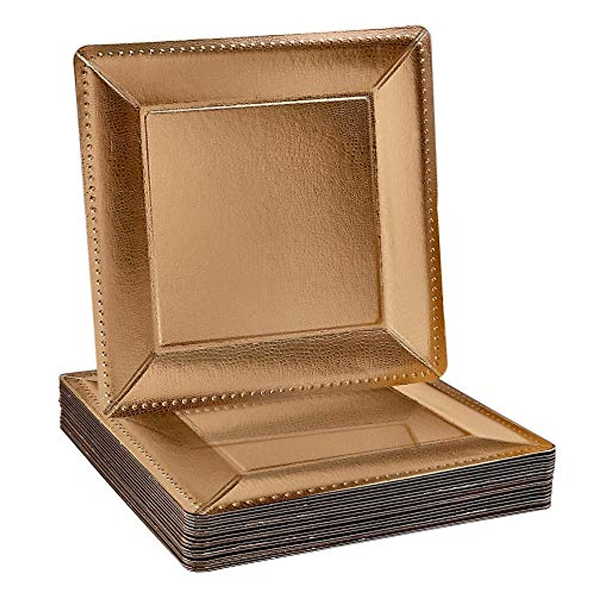 Silver Spoons ELEGANT DISPOSABLE CHARGER PLATES - Beaded Rim - Made of Premium Carstock Materials - 13', 10 PC, Gold - Square