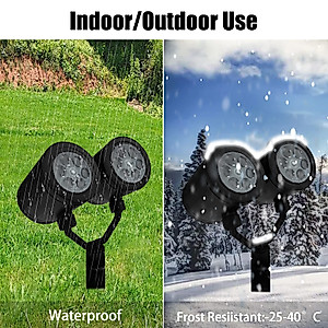 Christmas Snowflake Projector Lights, RLUETIME Double Head IP65 Waterproof Led Snowfall Show Outdoor, Christmas Decorations, Ideal for Xmas Holiday Party Wedding Garden Patio