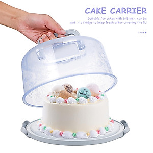 DOITOOL Plastic Cake Carrier with Collapsible Handle for 8inch Cake, Portable Round Cake Container for Transport, Cake Keeper with Cover and Latch for Cakes, Pies, Cupcakes, Muffins Dessert (Blue)