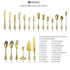 KEAWELL Luxury 6.3" Teaspoons, 18/10 Stainless Steel, Gorgeous Small Spoons, Stirring, Mixing, Sugar, Cake, Dessert Spoons, Mini Antipasto spoons (Gold)