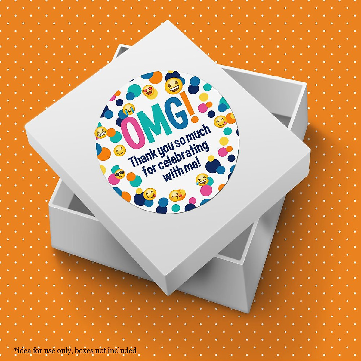 Emoji Birthday Party Sticker Labels, 40 2" Party Circle Stickers by AmandaCreation, Great for Party Favors, Envelope Seals & Goodie Bags