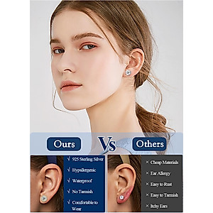 Moissanite Stud Earrings 0.2CT-8.0CT 18K White Gold Plated D Color VVS1 Clarity Brilliant Round Cut Lab Created Diamond S925 Sterling Silver Hypoallergenic Stud Earrings Anniversary Day Gifts for Women Men