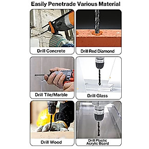 Masonry Concrete Drill Bit Set, Lytool 10Pcs Ceramic Tile Bits for Drill, Carbide Tip Hex Shank Bit for Brick, Tile, Wood, Glass, Plastic, Wall Mirror, Paver on Concrete or Brick Wall, 1/8" to 1/2"