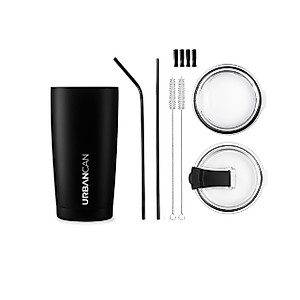 URBANCAN 20 oz Insulated Tumbler with Lid and Straw - Drink In Style with a Stainless Steel Tumbler Travel Mug - Premium Double Walled Thermos Flask - Street Lights