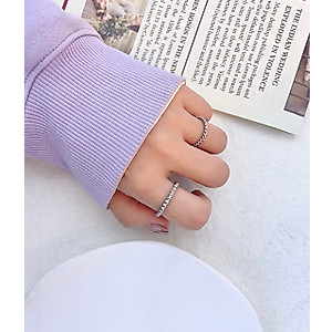 MYNENEY 2mm Stainless Steel Knuckle Rope Beaded Style Classical Simple Plain Stackable Wedding Band Ring (Knuckle Rope Silver, 11)