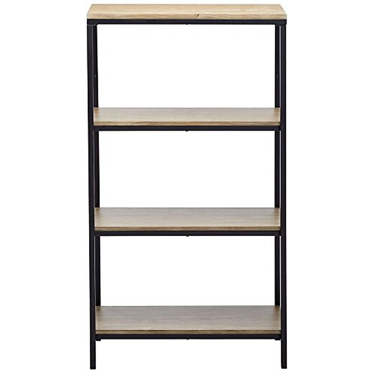 Kings Brand Furniture Grey Finish Wood & Black Metal 4 Tier Shelf Storage Bookcase
