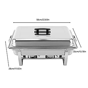 Stainless Steel Catering Chafer Chafing Dish Set, 3.17/9.5Q Buffet Party Food Warmer with Lid and Fuel Holderfor Parties, Wedding, Festival Gathering (Rectangle)