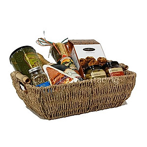 The Lucky Clover Trading Seagrass Tray Bamboo Handles Basket, Natural