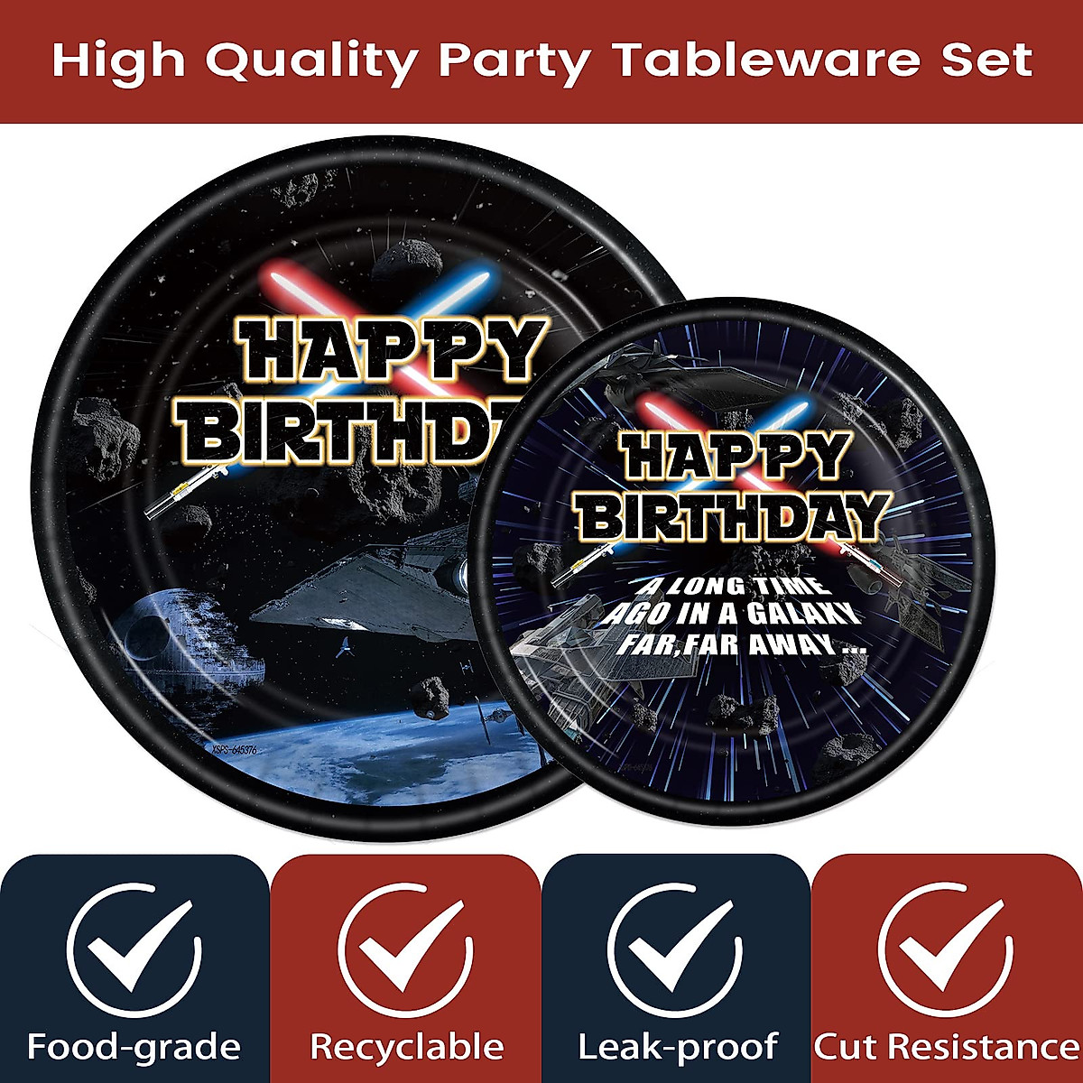 JIANNOR Star Theme Party Supplies Galaxy Wars Party Favors Decorations Plates Napkins Cups, Baby Shower Birthday Party Tableware Set Cake Table Decorations for Boys Girls 140PCS Paper Props