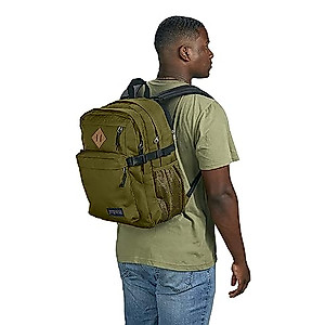 JanSport Main Campus Backpack - Travel, or Work Bookbag w 15-Inch Laptop Sleeve and Dual Water Bottle Pockets, Army Green