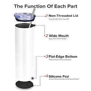 FASTSUB 30 oz Sublimation Tumbler Blank Bulk Cups Straight Skinny Stainless Steel Double Wall Vacuum Insulated with Lids and Straws Brush Silicone Coaster Ribbon for Tumbler Heat Press White 12 Pack