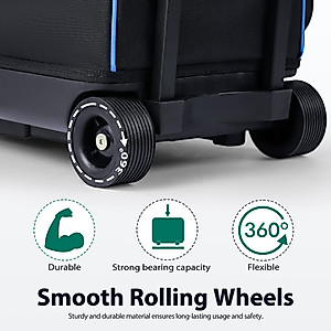 GoHimal Double Roller 2 Ball Bowling Bag with Separate Shoe Compartment for Bowling Shoes (Up To US Mens Size 15) and Oversized Accessory Pocket, Retractable Handle - Extends to 40" (Black-Blue)