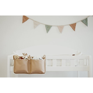 Lu & Ken Baby Nursery Crib Organizer - Vegan Leather Hanging Diaper Organizer for Crib - 13.5 x 7.5 Inch Nursery Storage Bedside Crib – Water and Stain Resistant