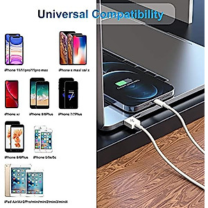 3 Pack Apple MFi Certified iPhone Charger Cable, Apple Lightning to USB Cable Cord, 2.4A Fast Charging Apple Phone Long Chargers for iPhone 12/11/11Pro/11Max/ X/XS/XR/XS Max/8/7/6/5S/SE (1ft, White)