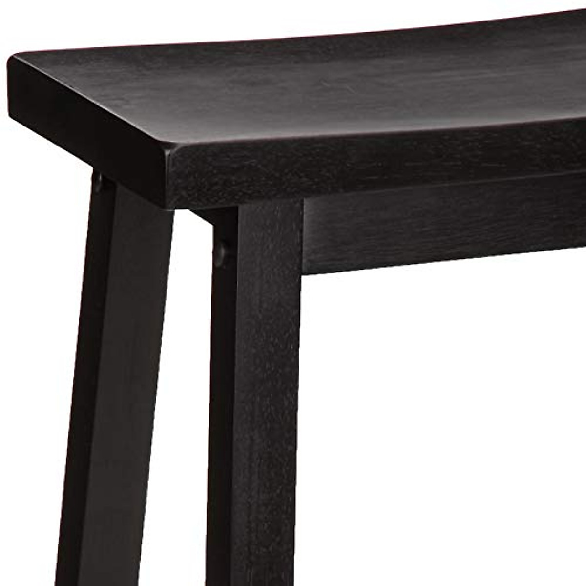 Amazon Basics Solid Wood Saddle-Seat Kitchen Counter Barstool, 29-Inch Height, Black - Set of 2