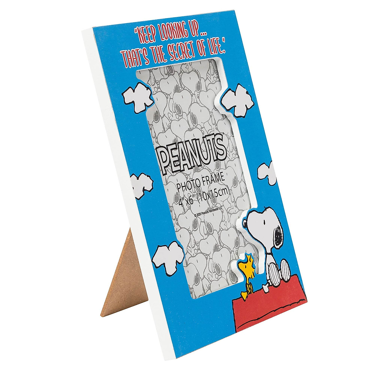 Silver Buffalo Peanuts Snoopy Woodstock Keep Looking Up Photo Picture Frame, Blue, 4 x 6 Inches