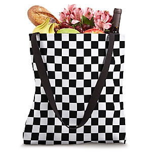 Womens Black and White Checkered Pattern Tote Bag