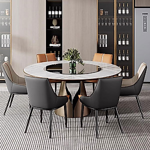 RUANLOV Contemporary Kitchen & Dining Room Chairs with Arms, Modern Minimalist Restaurant Chair, Elegant Kitchen Chairs, PU Leather Cushion and Metal Legs Bar Chairs (C)