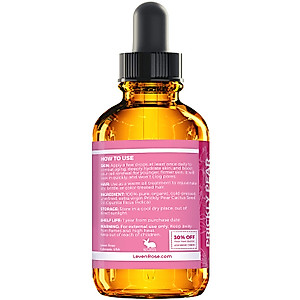 Leven Rose Prickly Pear Seed Oil (Barbary Fig) 100% Pure Organic Prickly Pear Oil, Extra Virgin, Cold Pressed, All Natural Face, Dry Skin & Body Moisturizer and Hair Treatment 1 oz