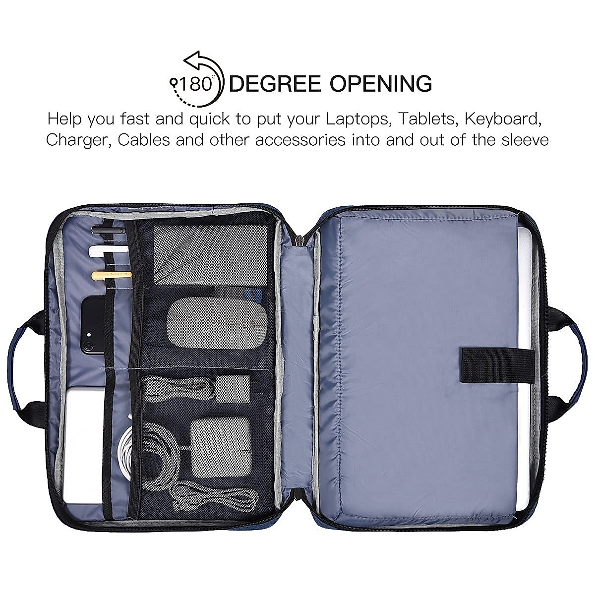 11.6 12.9 Inch Laptop Bag, Men Women Travel Briefcase with Organizer, Waterproof Laptop Sleeve for Lenovo Chromebook 11.6, Surface Pro 7/6/5/4, Macbook Air 13 A2337 A2179, Dell HP ASUS Carry Case,Blue