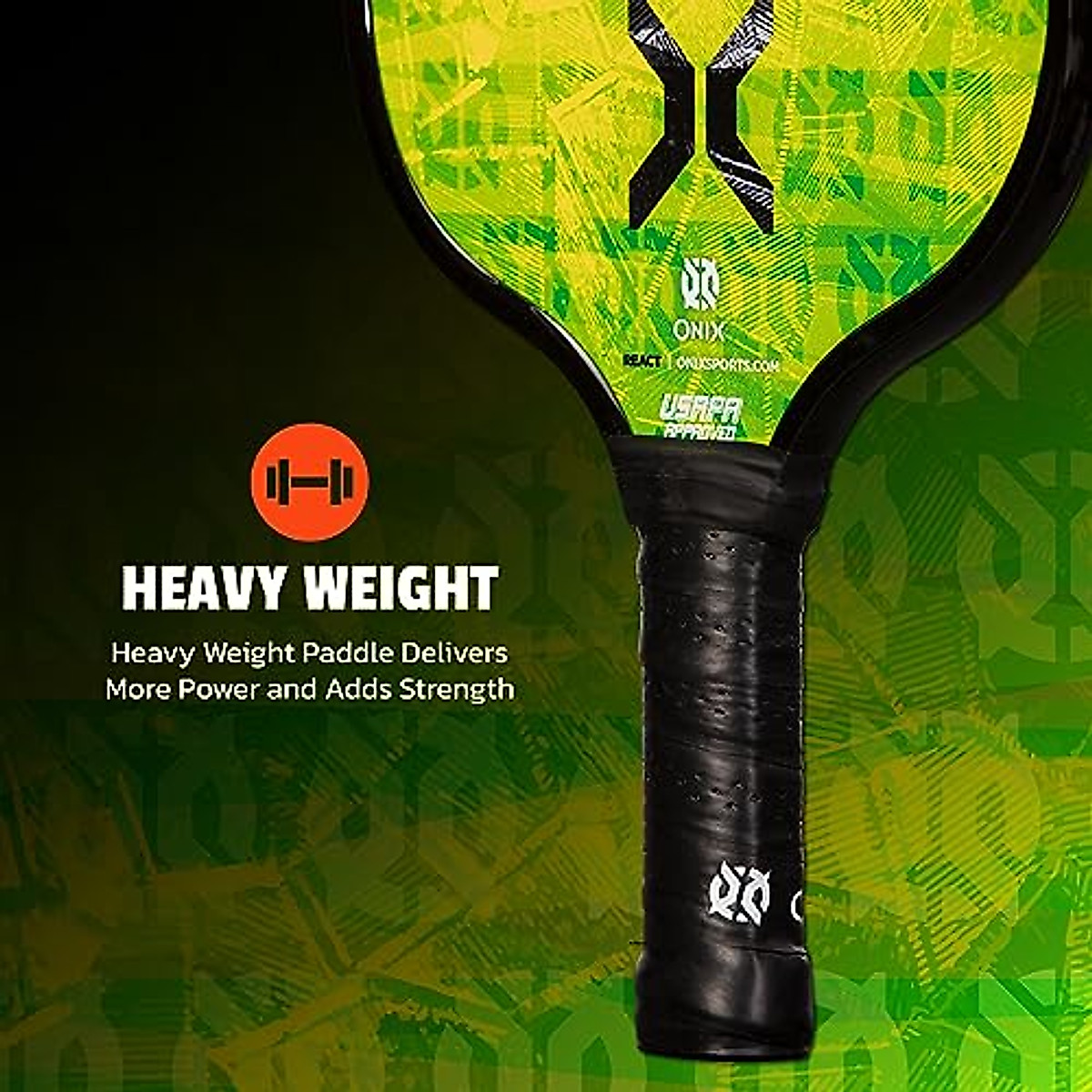 Onix React Pickleball Paddle Features Boosted Sweet Spot from Nomex Core Insert and Graphite Face,Green