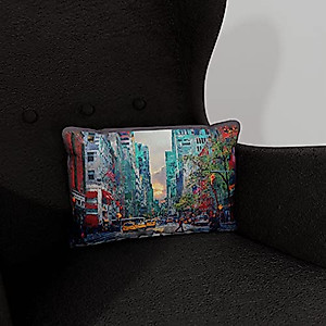 Sliver of City Sunset Canvas Throw Pillow for Couch or Sofa at Home & Office by Artist Lisa Sofia Robinson 13" x 19".