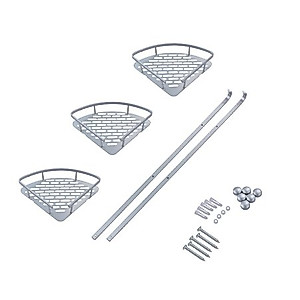 Shower Corner Shelf, Aluminum 3 Tier Wall Mount Bathroom Shower Caddy Rack 44Lbs Maximum Load Storage Baskets Organizer for Home Bathroom Toilet Dorm Kitchen, 22.04 x 9.05 x 11.81 inch