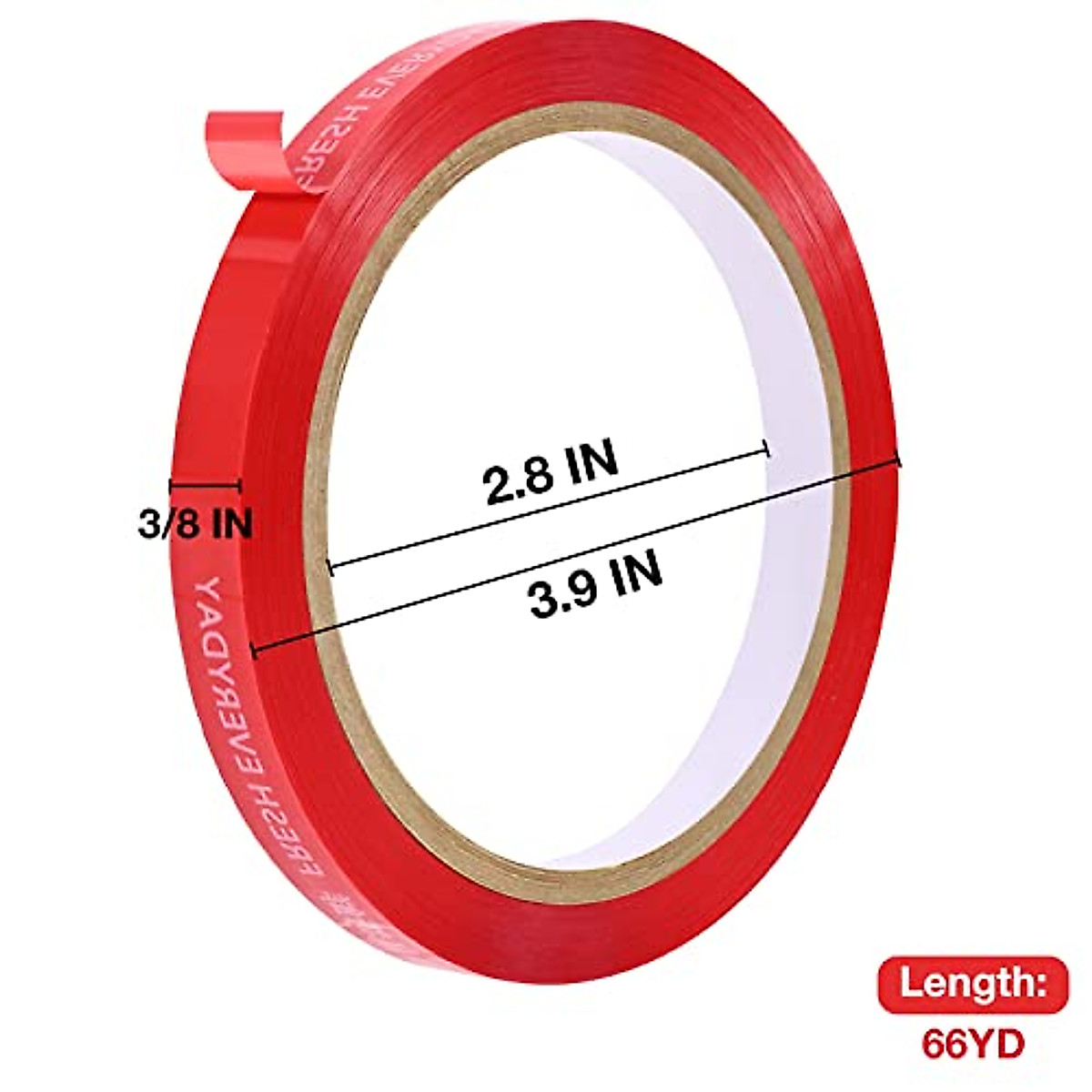 Olaismln Bag Sealing Tape, 3/8 inch x 66 yd Red Poly Tapes, Plastic Produce Bags Tape for Meat Cake Bread Icing (3Pack)