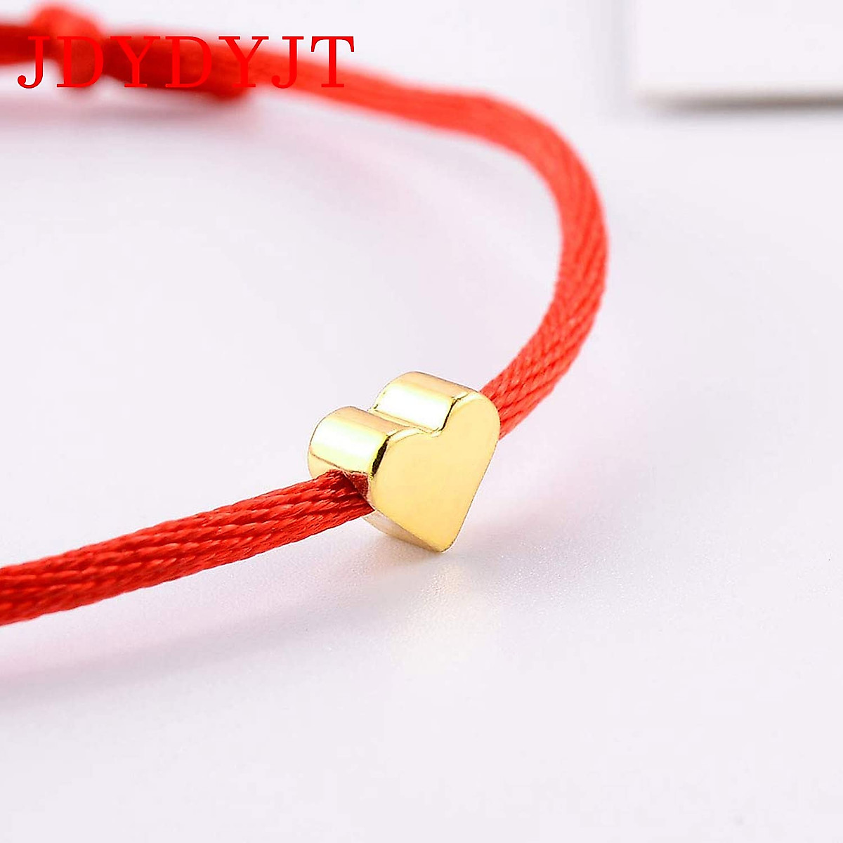 YJT Heart Wish Bracelet/Anklet That Fall Off Make A Wish Red String Bracelets for Women Teen Girls Handmade Jewelry Adjustable 7" to 11.8", 10 pc