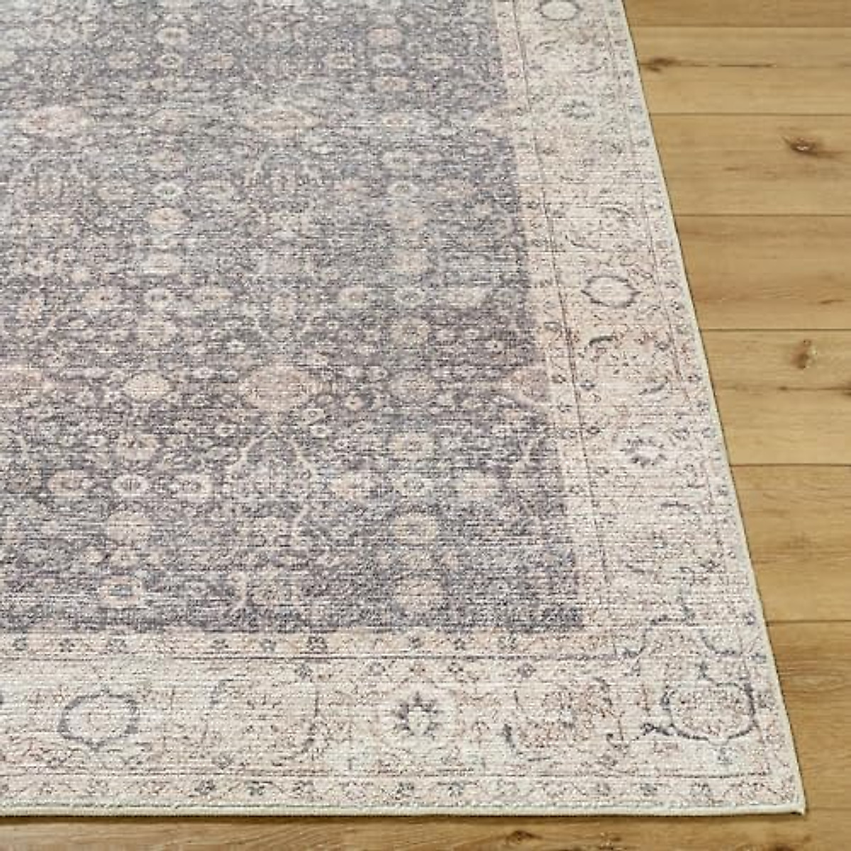 Livabliss x Our PNW Home Spokane Vintage Border Area Rug, 7'9" x 10', Charcoal/Tan