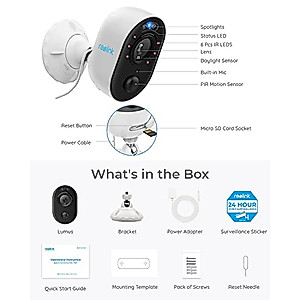 REOLINK Outdoor Security Camera System, 1080p Plug in WiFi Cameras with App for Home, Color Night Vision with Bulit-in Spotlight, 2-Way Talk, Motion Detection, SD Card Storage, Lumus (2 Pack)