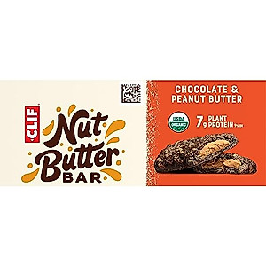 CLIF Nut Butter Bar - Chocolate Peanut Butter - Filled Energy Bars - Non-GMO - USDA Organic - Plant-Based - Low Glycemic - 1.76 oz. (5 Pack)