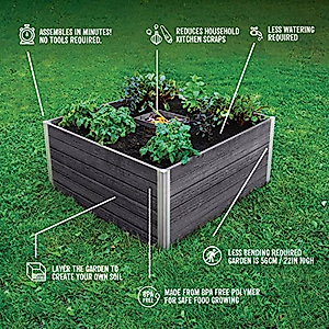 Vita Urbana 4x4x22 Keyhole Composting Garden - Slate Grey