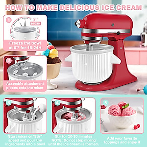 GLINK Ice Cream Maker Attachment for KitchenAid Stand Mixer, Compatible with Kitchenaid 4.5-5Qt Stand Mixer and 5-6Qt Bowl-Lif, 2-Quart Frozen Yogurt/Ice Cream/Sorbet Gelato Maker