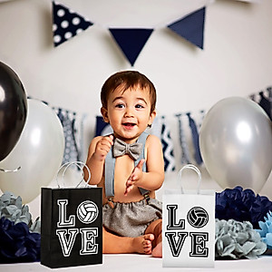 24 Packs Volleyball Gift Bags Volleyball Party Treat Bags Volleyball Party Favors Decorations Volleyball Gift Print Bags Volleyball Candy Goodie Bags for Sport Birthday Party Decor Black and White