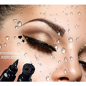 Go Ho Black Liquid Eyeliner Stamp,Star Stamp Eyeliner Makeup,Double-Side Waterproof Eyeliner Pen,Long-lasting Smudge-proof Tattoo Tools,Black Eye Liner Makeup,1 PC
