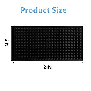 Tebery 2 Pack Rubber Bar Mats,12" x 6" Black Bar Service Spill Mat Drying Mat