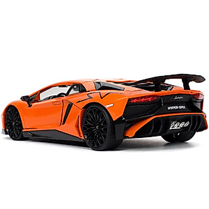 Lamborghini Aventador SV Orange Metallic Hyper-Spec Series 1/24 Diecast Model Car by Jada"""