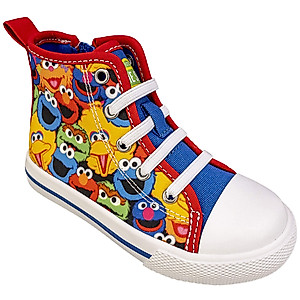 Sesame Street Elmo Shoes, Hi Top Sneaker with Laces, for Toddlers and Kids, Size 6 to 12 (Multi AOP, Numeric_8)